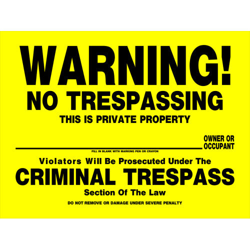 No trespass signs store